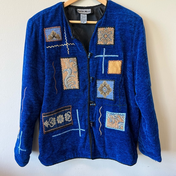 Sweaters | Vintage Whimsical Patchwork Like Royal Blue Cardigan | Poshmark